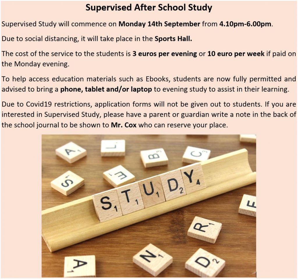 After School Study – Nenagh College