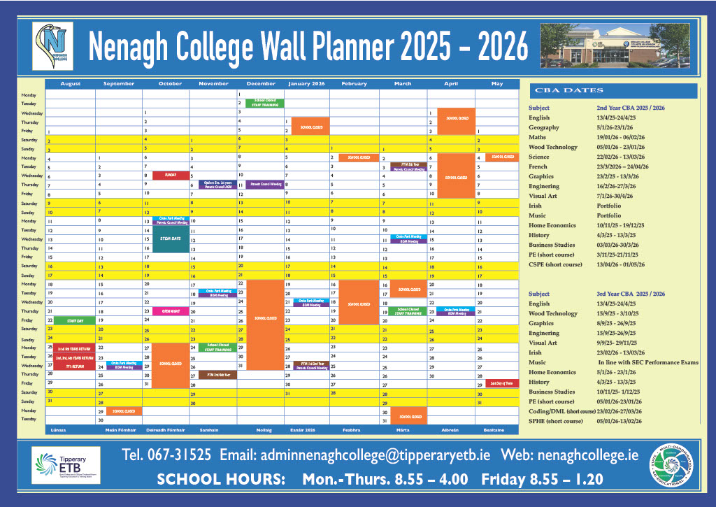 Calendar – Nenagh College